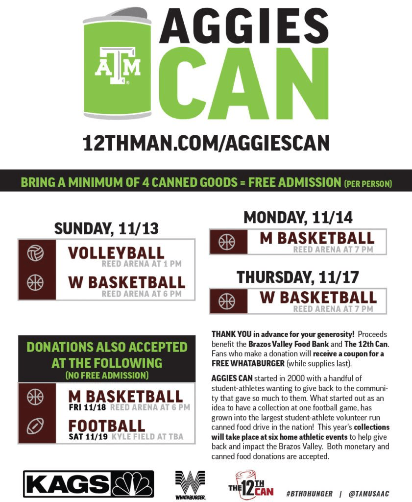 Texas A&M Student-Athletes Annual ‘Aggies CAN’ Food Drive This Week ...