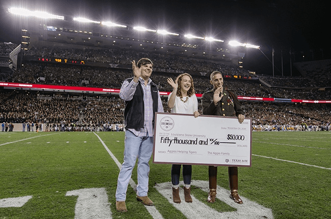 Aggies Present LSU With $50K Check For Flood Relief – Texas A&M Stories